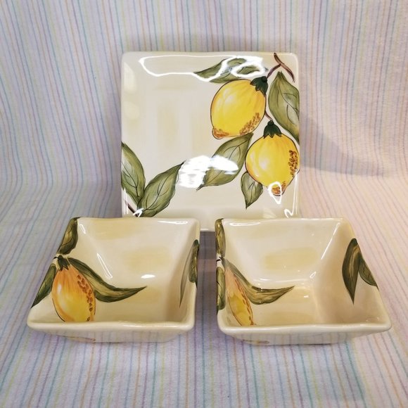 Pier 1 | Dining | Pier Lemon Orchard Square Soup Bowls Salad Plate Hand ...